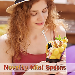 Novelty Mini Shovel Spoons for Dessert Disposable Plastic Shovel Shaped Spoons Mini Dessert Spoons for Ice Cream Cake Pudding Yogurt Family Construction Birthday Party Supplies (150 Pcs, Black)