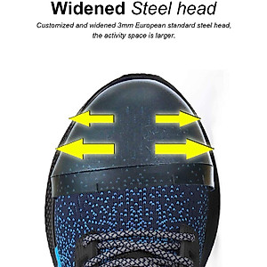 AONEGOLD Safety Shoes for Men Steel Toe Sneaker Work Shoes Lightweight Breathable Industrial Construction Shoes Roofing Shoes(Blue, 41)