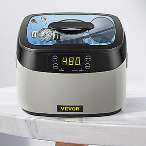 VEVOR Ultrasonic Machine, 1.2L Ultrasound Cleaner Machine, 40KHz Diamond Cleaner, 4 Buttons Jewelry Cleaner Machine, 70W Professional Ultrasonic Cleaner for Jewelry, Eyeglasses, Watches, Coins, Rings