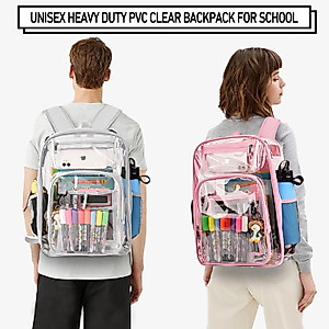 Birity Clear Backpack Heavy Duty,Large PVC Transparent Backpack,See Through Book Bag,Transparent Backpack For Teenager and Adults,Clear Bookbag for School,Sports,Work,Travel, College