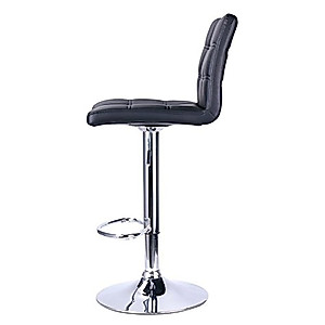 koonlert14 Contemporary Bar Stools Hight Adjustable Seat Hydraulic 360 Degree Swivel Sturdy Steel Frame Quadrate cushion Seat Dining Chair Bar Pub Stool Home Office Furniture - Set of 2 Black #1935