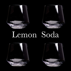 LEMONSODA High-End Double Rocks Glasses (Set of 4) – Lead-Free Crystal – Perfect for Scotch, Bourbon, Old-Fashioned – 400mL Capacity – Gift Box Included.