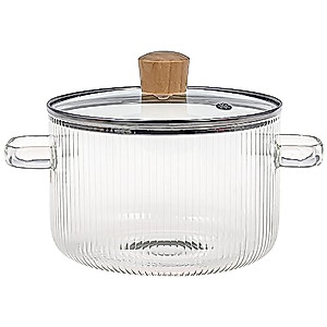 Glass Cooking Pot with Lid - 1.6L(54oz) Heat Resistant Borosilicate Glass Cookware Stovetop Pot Set - Simmer Pot with Cover Safe for Soup, Milk, Baby Food