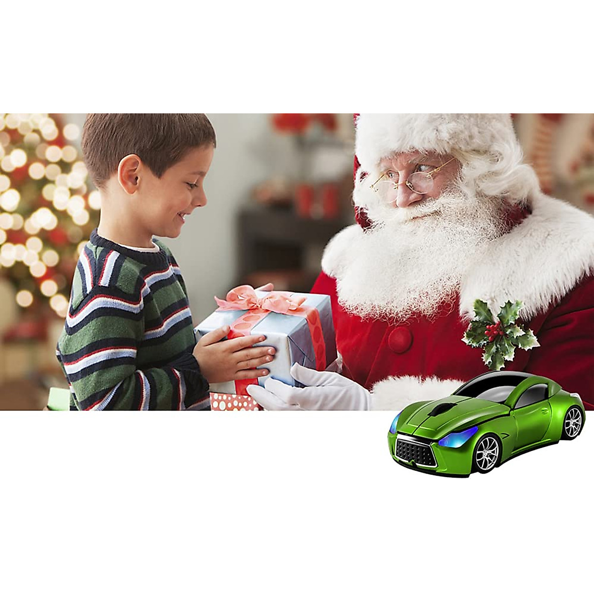 Sport Car Shape Mouse 2.4GHz Wireless Optical Gaming Mice 3 Buttons DPI 1600 Mouse for PC Laptop Computer (Green)