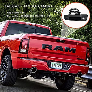 Tailgate Handle Camera Compatible with Dodge Ram 1500 2009-2017, 2500 3500 2010-2017 Tailgate Replace Rear View Camera, Tailgate Door Handle Camera