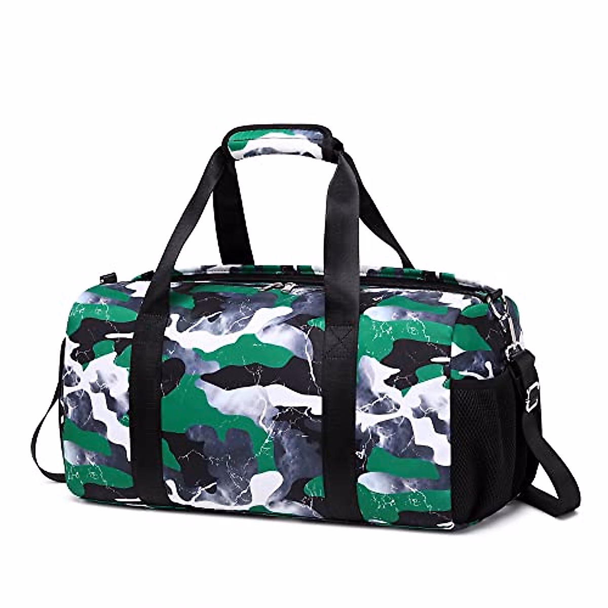 Lmwzh Travel Duffle Gym Sports Bag Dance Weekender Overnight Cheer Suitable For Kids Teen And Adults With Shoe Compartment Wet Pocket (Green)