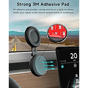LCYATSI Car Phone Holder Mount for Tesla Model 3/Y/S/X Phone Mount MagSafe Magnetic 360° Rotation Invisible Foldaway Car Phone Holder Compatible with iPhone 14/13/12/Samsung and MagSafe Cases