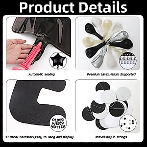 Black and White Birthday Decoration Black and Sliver Party Decorations Birthday Party Decorations for Men Women Banner Balloons Swirls Tissue Pompoms 16th 21st 30th 40th 50th 60th Birthday Supplies