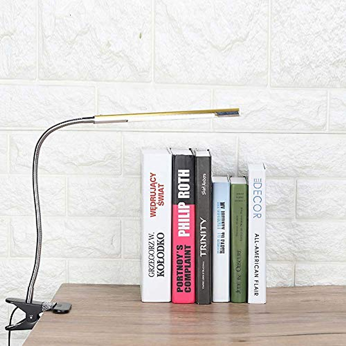 LED Clip Table Lamp - Portable Flexible Neck Desk Light for Tattoo/Manicure/Makeup USB Interface(Champagne Gold)