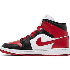 Nike Women's Air Jordan 1 Mid Shoe, Black/Red, 9.5