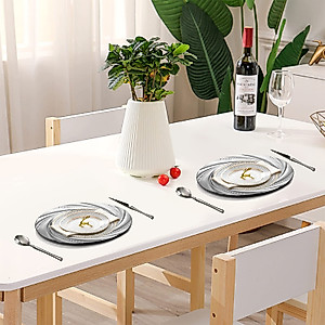 ZENFUN 12 Pack 13 inch Silver Charger Plates, Plastic Plate Chargers for Dinner Plates, Flower Spiral Dinner Chargers, Decorative Plates for Table Setting, Wedding, Parties, Banquets