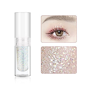 YMH BEAUTE Liquid Glitter Eyeshadow, Pigmented, Long Lasting, Quick Drying, Easy to Apply, Loose Glitter Glue for Eye Crystals Makeup (Transparent Flashing Colorful Sequins 01)