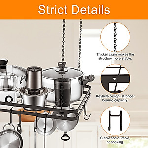 Amtiw 30 Inches Ceiling Pot Rack and Pan Rack for Ceiling with 12 Hooks, Storage Rack Multi-Purpose Organizer for Kitchen Organization, Home, Restaurant, Kitchen Cookware