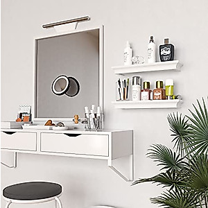 RICHER HOUSE White Floating Shelves for Wall Decor, 16 Inches Wall Shelves Set of 3, Picture Ledge Wall Mounted, Crown Molding Display Shelves with Invisible Brackets in Bathroom, Bedroom, Living Room