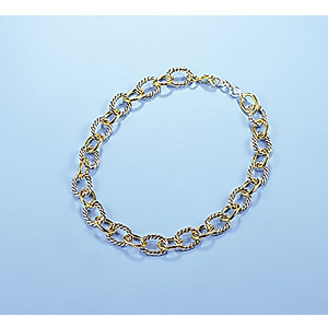 UNY JEWEL Twisted Cable Wire Link Chain Bracelet Two Tone Designer Brand Inspired Women Jewelry Valentine Christmas Gift (Silver)