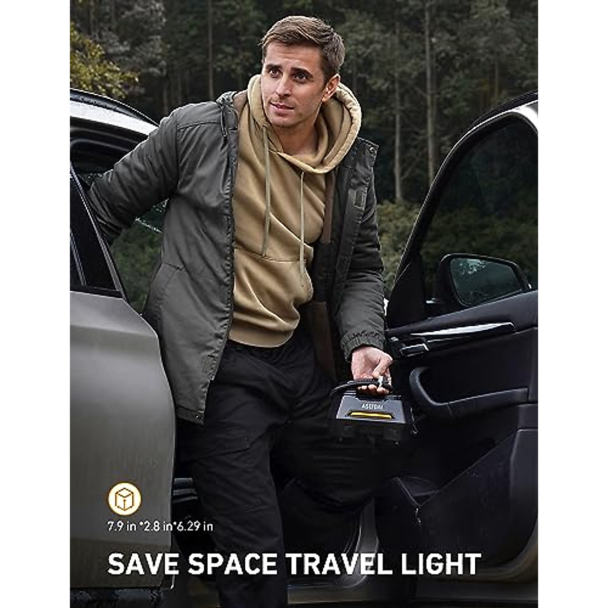 AstroAI Tire Inflator Portable Air Compressor Air Pump for Car Tires - Car Accessories, 12V DC Auto Pump with Digital Pressure Gauge, 100PSI with Emergency LED Light for Bicycle, Balloons