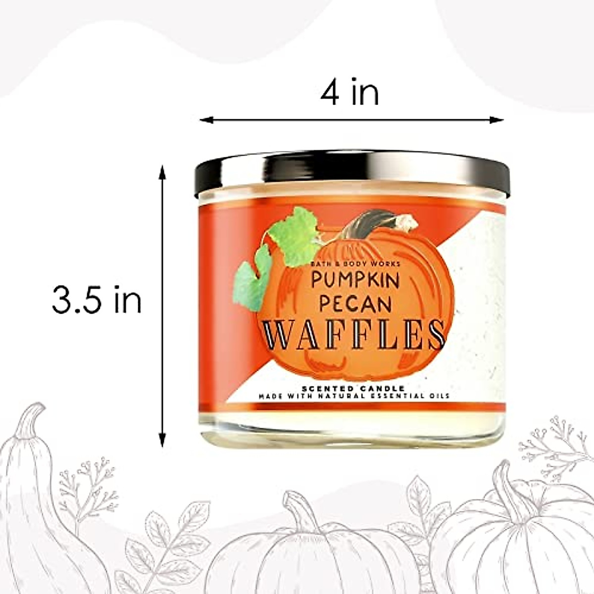 Bath & Body Works, White Barn 3-Wick Candle w/Essential Oils - 14.5 oz - 2021 Autumn! (Pumpkin Pecan Waffles)