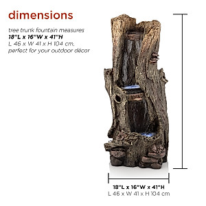 Alpine Corporation WIN258 Water Fountain with LED Lights Outdoor Waterfall for Garden, Patio, Deck, Porch, 18"L x 16"W x 41"H, Gray