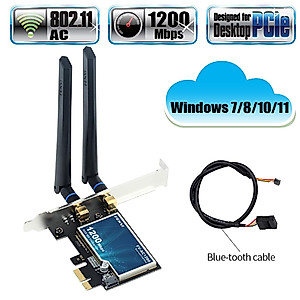 fenvi PCIe Network Card 1200Mbps Desktop Wireless-AC PCI-E Dual Band Gigabit Wi-Fi Adapter 802.11ac 5GHz 867Mbps 2.4GHz 300Mbps BT4.0 for PC Windows