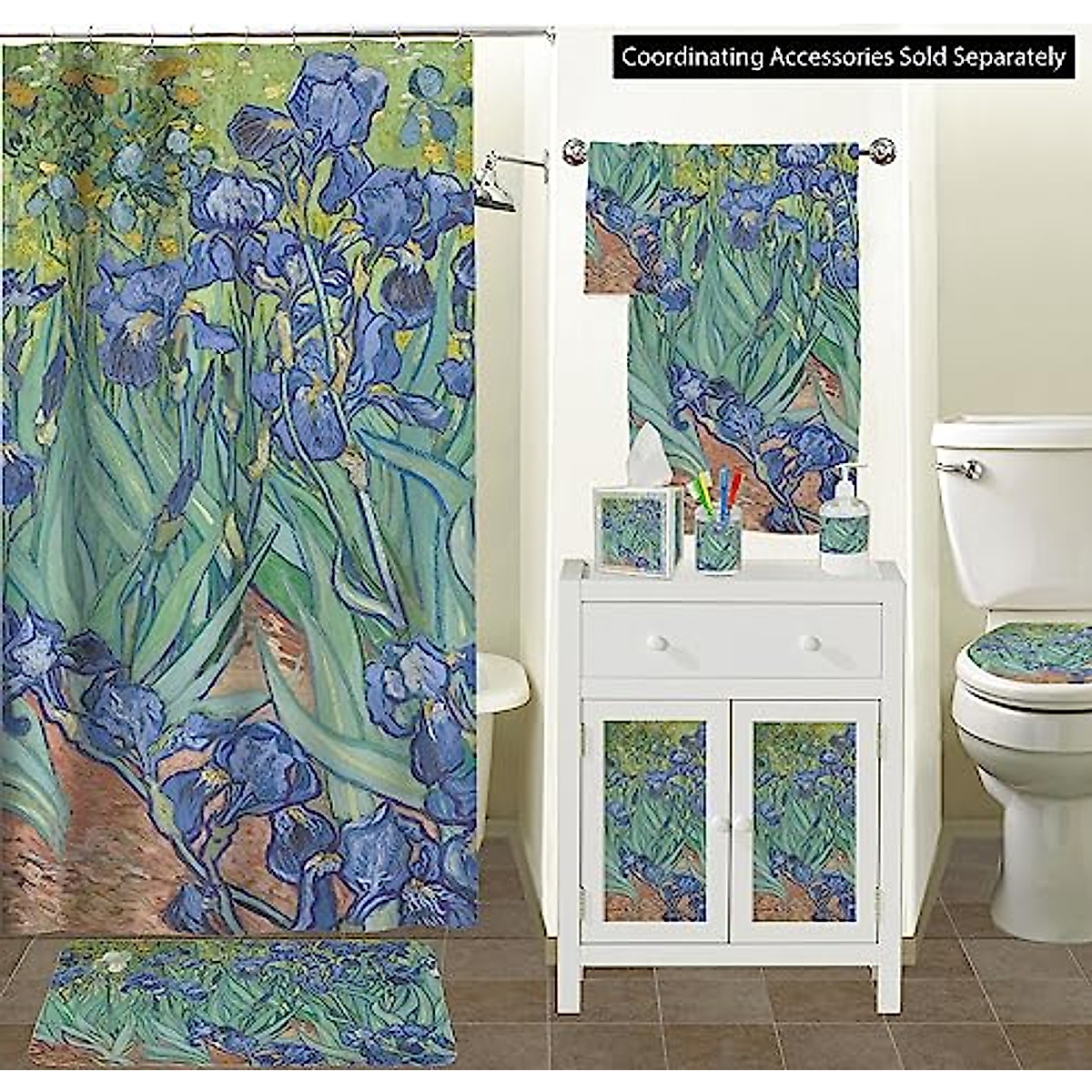 RNK Shops Irises (Van Gogh) Waste Basket - Double Sided (White)