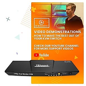 2-Port Dual Monitor KVM – HDMI + DisplayPort – 4K 60HZ – QHD 144HZ – Audio Output & USB Sharing – Multimedia & Gaming Keyboard Supported – HDK0402A1U