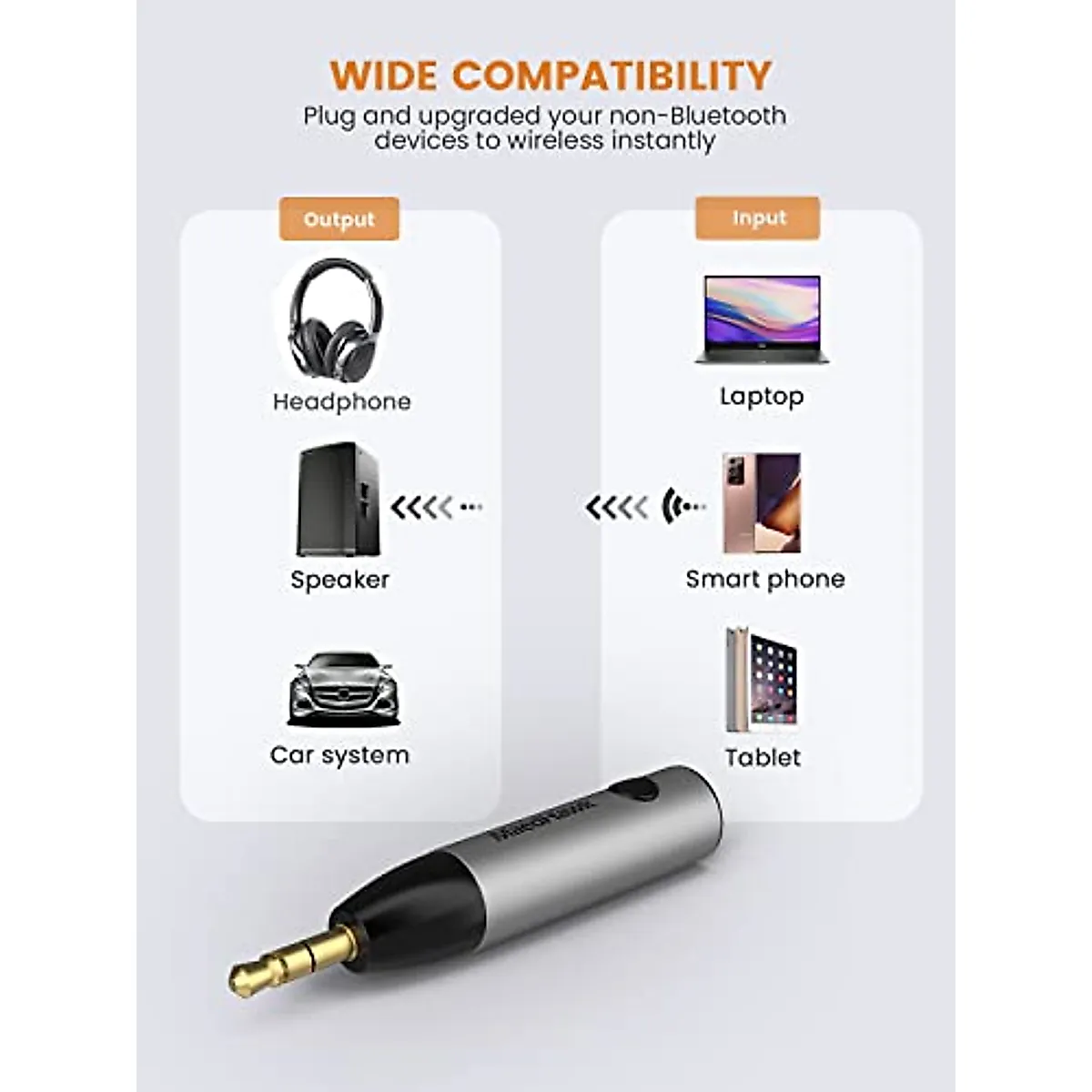 Bluetooth 5.0 Receiver, MaedHawk Bluetooth Aux Adapter Portable Wireless Audio Car Kit with 3.5mm Jack for Home Music Streaming Stereo Headphones Speakers