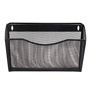 EasyPAG Mesh Bin Office Single Pocket Wall File Holder Hanging Organizer,Black