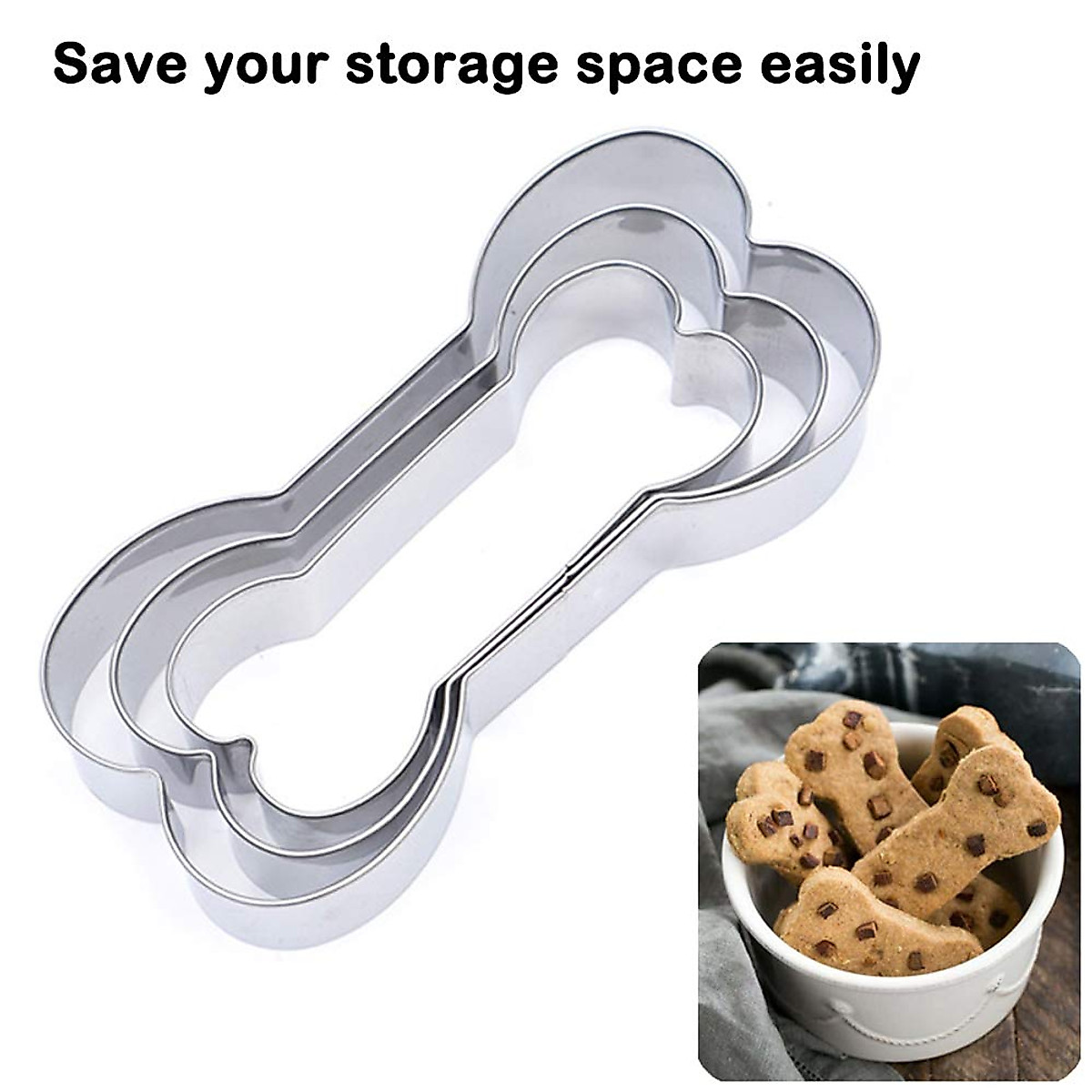 9 PCS Dog Bone Cookie Cutter Set, SourceTon Assorted Sizes Stainless Steel Dog Bone Biscuit Cookie for Homemade Treats