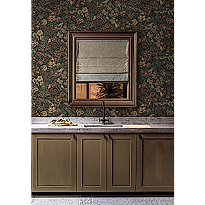 NextWall Bird Floral Vintage Peel and Stick Wallpaper (Mahogany & Graphite)