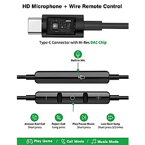 USB C Headphones Magnetic USB-C Wired Earbuds HiFi Stereo Type C Earphones Microphone Volume Control for Galaxy S24 S23 FE S22 S21 Ultra Flip Fold,Motorola Edge/Razr,iPad 10,iPhone 16/15,Pixel,Oneplus
