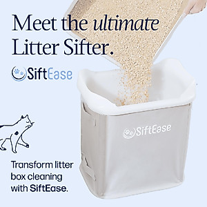 Cat Litter Sifter - SiftEase Sifting Litter Box Cleaner, Fast & Easy Scoop Free Cleaning, Large Sifter with Bin for Odor Control and Longer Lasting Litter