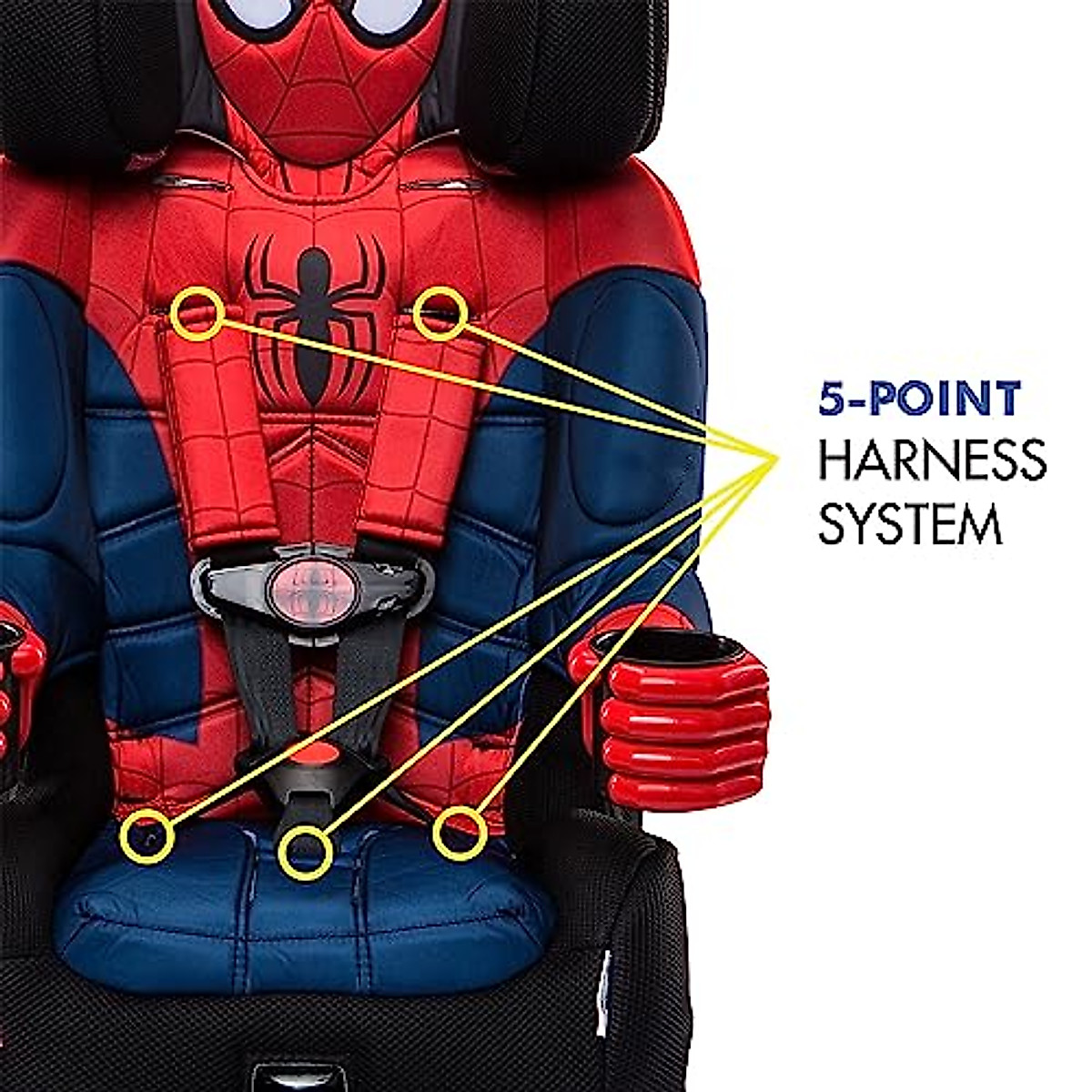 KidsEmbrace Marvel Spider-Man 2-in-1 Forward Facing Booster Car Seat, Red/Blue/Black
