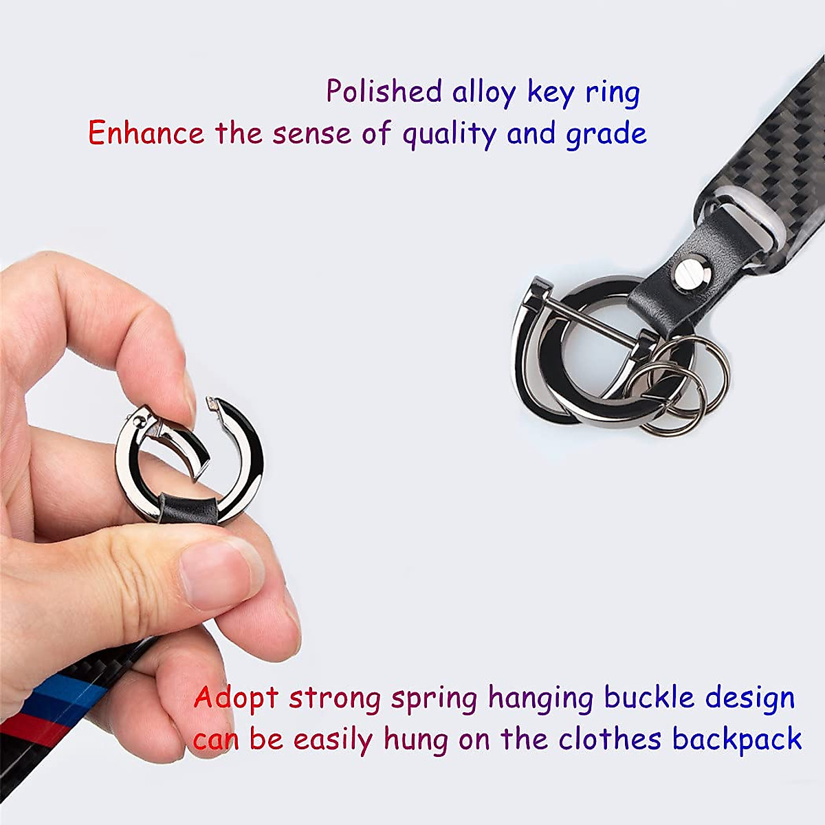 QOMAGO Car M 3 color keychain carbon fiber resin leather alloy Set Fashion Sports car keyring