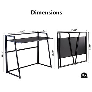 EUREKA ERGONOMIC Folding Desk for Small Spaces Folding Desk Table Fold up Desk no Assembly 41inch Computer Desk Office Table Teen Student Dorm Study Desks, Easy to be Folded Writing, Laptop Working