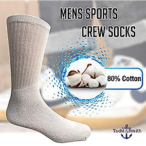 SOCKS'NBULK 60 Pairs Mens Wholesale Bulk Sports Crew Socks, Athletic Socks Case Pack Options (10-13, White)
