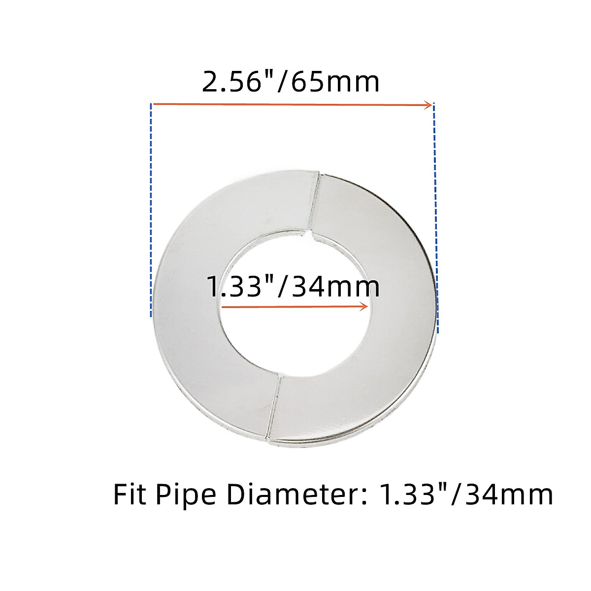 Tsnamay Wall Split Flange, Stainless Steel Round Escutcheon Plate for 1.33"/34mm Diameter Pipe, Pack of 4