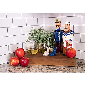 Beachcombers 12.4" Metal Captain Wine Bottle Holder