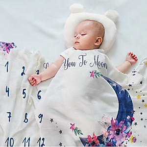 LXWIEKCO Baby Monthly Milestone Blanket for Baby Girl/Boy 60" x 40" Photo Props Blanket, Thickened Nursery Decor Baby Shower