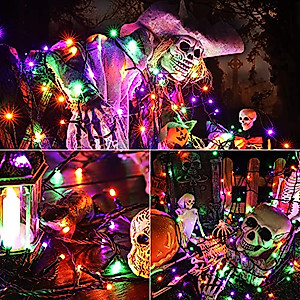 Brizled Mini Halloween Lights, 78.74ft 240 LED String Lights Connectable, 8 Modes Outdoor Halloween Lights, Halloween Tree Lights with Timer for Halloween Carnival Party Decor, Purple & Green & Orange