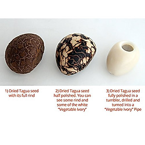 Tagua Pipe, Half Polished finish, Handmade, Fairtrade Pure Vegetable Ivory by Florama Natural Jewelry