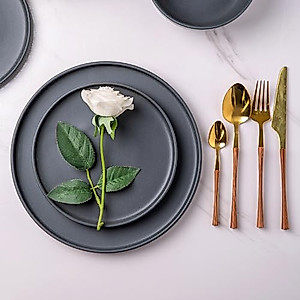 AmorArc Stoneware Dinner Plates Set of 4, 10.5 Inch Reactive Matte Glaze Ceramic Plates Set, Modern Dinnerware Dish set for Kitchen, Microwave, Dishwasher Safe, Scratch Resistant-Matte Charcoal Gray