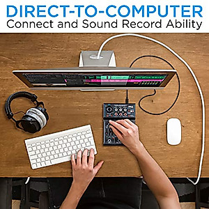 Pyle Professional Wireless DJ Audio Mixer - 3-Channel Bluetooth DJ Controller Sound Mixer w/USB Audio Interface, Combo Jack XLR+6.35mm Mic/Line/Guitar In, 3.5mm, RCA, AUX, Headphone Jack PAD33MXUBT