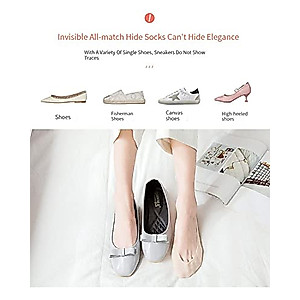 XJIM Non-Slip Invisible Boat Socks Women's No Show Socks Thin Low Cut Liner Non Slip Sock for Flats Boat Summer (10 Pairs)