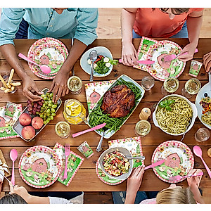 Piooluialy Pink Farm Birthday Party Supplies for Girl - Farm Animal Baby Shower Party Decorations Include Dinner Plates, Cups, Napkins, Cutlery, Farm House Barnyard Theme Party Supplies | Serves 24