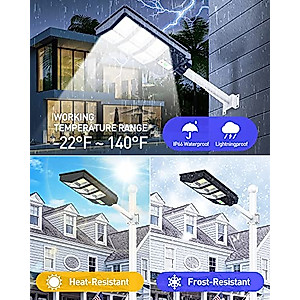 A-ZONE 300W Solar Street Lights Outdoor Waterproof, 6500K 30000LM Outdoor LED Street Light Dusk to Dawn, LED Wide Angle Lamp with Motion Sensor and Remote Control, for Parking Lot, Yard, etc.