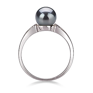 Jessica Black 6-7mm AA Quality Freshwater 925 Sterling Silver Cultured Pearl Ring For Women - Size-8