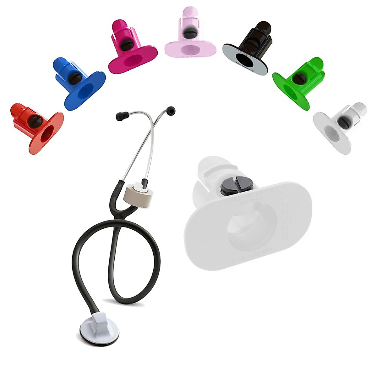 StatGear Stethoscope Tape Holder - Personalized Medical Items for Nurses, Paramedics, EMT, EMS - White