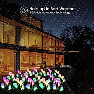 KOOPER Solar Lights Outdoor Decorative, 4 Pack Solar Garden Lights with 16 Calla Flowers 7 Color Changing LED Soalr Powered Outdoor Lights, Waterproof Solar Lights for Garden Patio Yard Decoration
