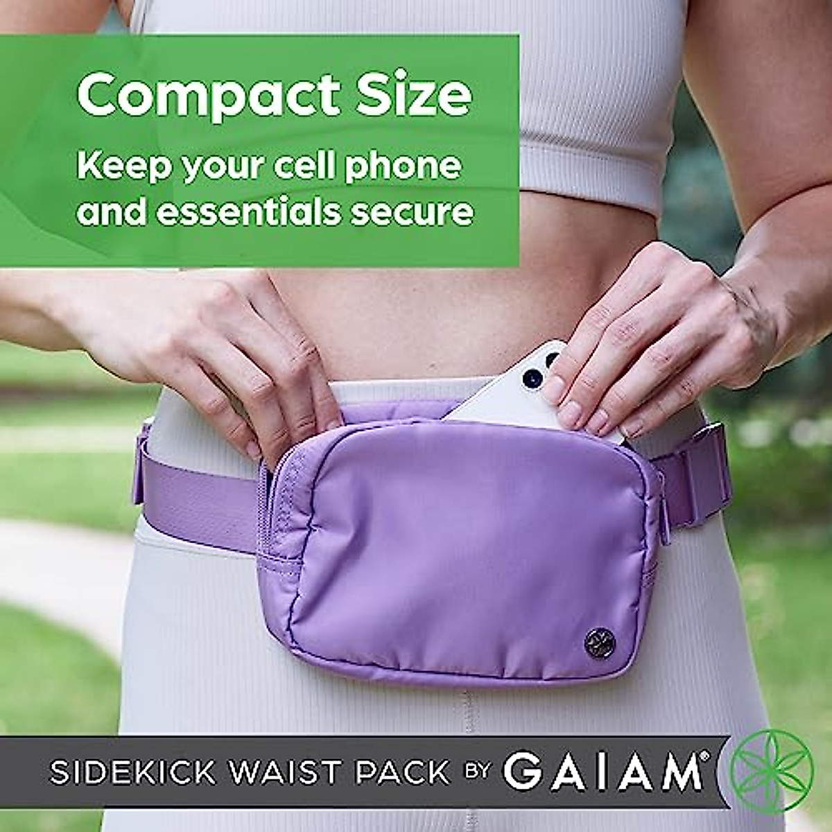 Gaiam Sidekick Waist Pack - Storage Belt Bag for Women And Men - Adjustable Belt With Lightweight Pouch For The Gym & Studio, Dovetail
