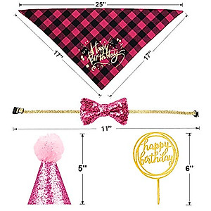 Neo LOONS Dog Birthday Bandana Set, Cute Dog Bow Tie Scarf Crown Hat Happy Birthday Banner for Dogs Birthday Party Supplies Decorations for Small Medium Pet Dog Puppy(Pink)